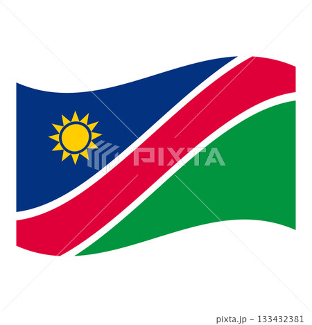 Namibia national waving flag with sun, diagonal...のイラスト素材 [133432381 ...
