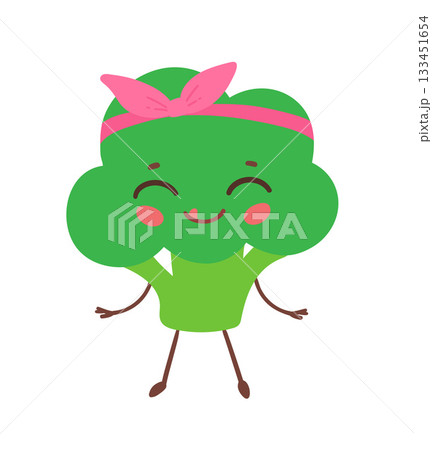 Cute broccoli character with headbandのイラスト素材 [133451654] - PIXTA