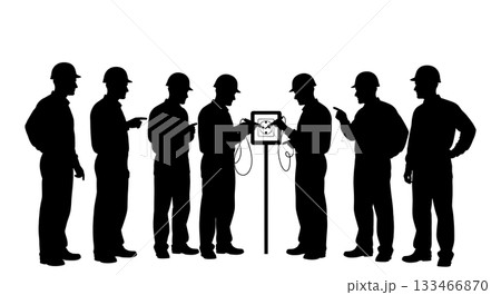 Black Solid Worker Testing Socket Silhouettes...のイラスト素材 [133466870] - PIXTA