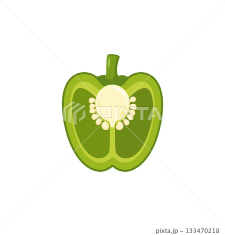 A cross sectional view of a green bell pepper...のイラスト素材 [133470218] - PIXTA