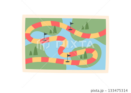 Colorful flat path board game map. Simple...のイラスト素材 [133475314] - PIXTA