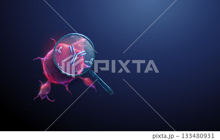 Red tumor under magnifying glass with...のイラスト素材 [133480931] - PIXTA