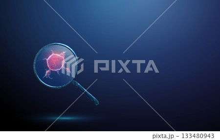 Red tumor under a magnifying glass. Cancer...のイラスト素材 [133480943] - PIXTA