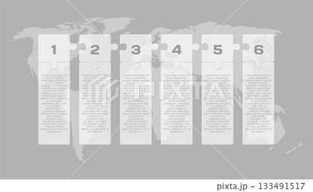 Six steps line infographic, puzzle diagramのイラスト素材 [133491517] - PIXTA