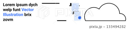 Blue highlighted text next to cloud and...のイラスト素材 [133494282] - PIXTA