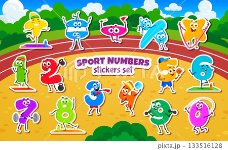 Cartoon math numbers and digits characters...のイラスト素材 [133516128] - PIXTA