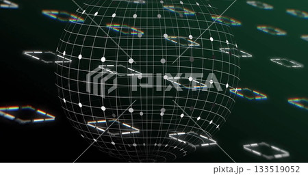Spinning wireframe sphere in virtual...のイラスト素材 [133519052] - PIXTA