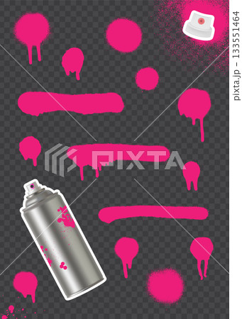 Spray paint streaks and drips with metallic...のイラスト素材 [133551464] - PIXTA