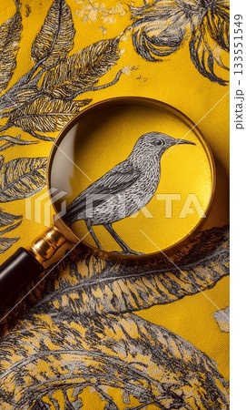 Magnifying Glass Revealing Detailed Bird...のイラスト素材 [133551549] - PIXTA