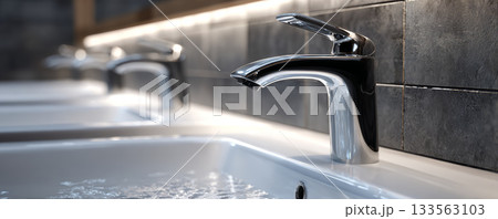 Modern chrome faucet bathroom sink running...のイラスト素材 [133563103] - PIXTA