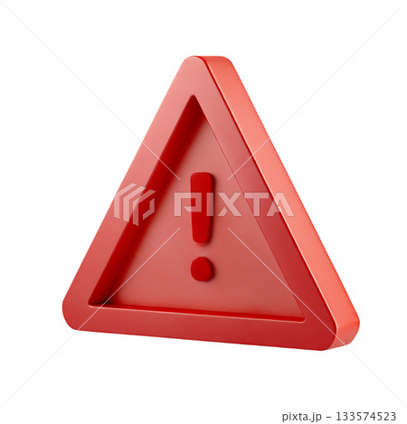 3D Warning Icon with Red Triangle and...のイラスト素材 [133574523] - PIXTA