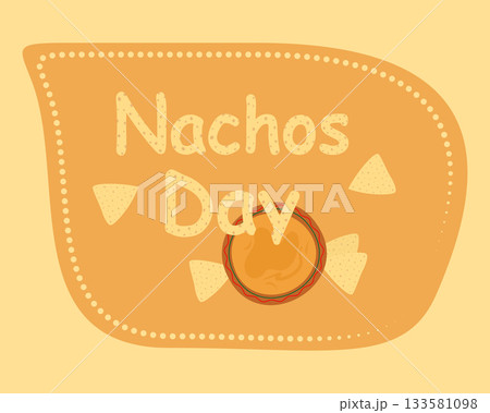 Nachos Day Textured Letters with Sauce in Gravy...のイラスト素材 [133581098 ...