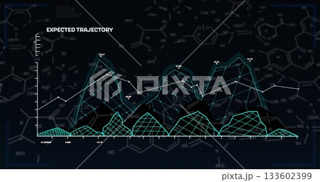 Displaying 3D mesh graph showing peaks on...のイラスト素材 [133602399] - PIXTA