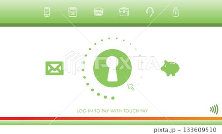 Image of white touch pay screen with green...のイラスト素材 [133609510] - PIXTA
