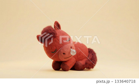 Cute Red Horse Plush Toy Character 3D Renderのイラスト素材 [133640718] - PIXTA