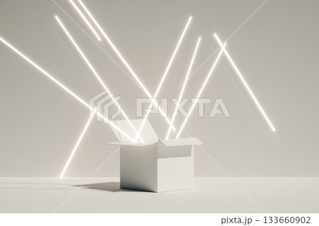 Open box soft light beams minimal background...のイラスト素材 [133660902] - PIXTA