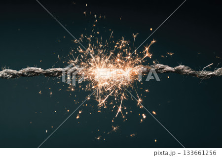 Two metal wires intersecting with bright spark...のイラスト素材 [133661256 ...