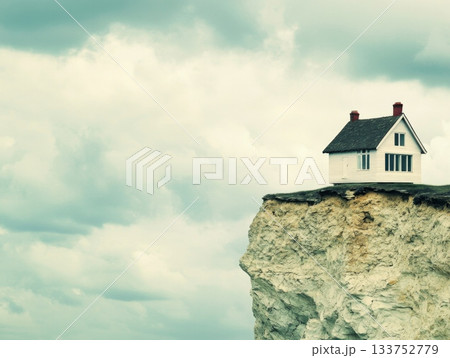 House perched on the edge of a dramatic cliff...のイラスト素材 [133752779] - PIXTA