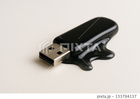 A black USB flash drive melting on a light...のイラスト素材 [133784137] - PIXTA