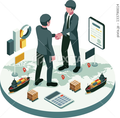 Isometric Global Trade Agreement Between...のイラスト素材 [133790014] - PIXTA