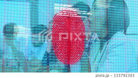 Scanning mid adult office worker verifying...のイラスト素材 [133792383] - PIXTA