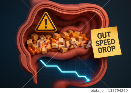 Gut cross section concept showing slow...のイラスト素材 [133794259] - PIXTA