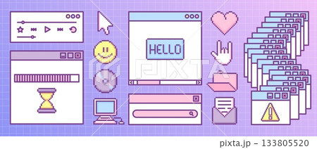 Y2k retro pixel game interfaceのイラスト素材 [133805520] - PIXTA