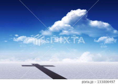Cross-shaped shadow is stretching across white...のイラスト素材 [133806497 ...