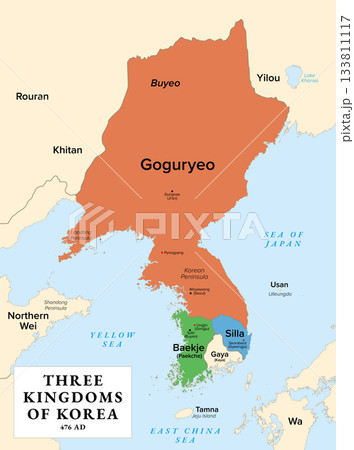Three Kingdoms of Korea, history map. Goguryeo,...のイラスト素材 [133811117 ...