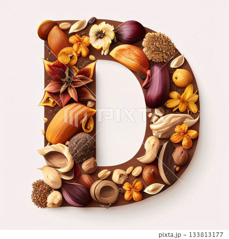 Alphabet letter D made of nuts and dried...のイラスト素材 [133813177] - PIXTA