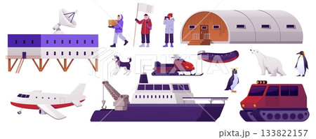 Polar expedition station elements flat vector...のイラスト素材 [133822157] - PIXTA