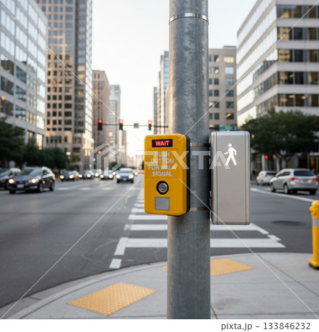 Crosswalk Button on Poleのイラスト素材 [133846232] - PIXTA