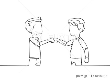 Single continuous line drawing two brothers...のイラスト素材 [133848082] - PIXTA