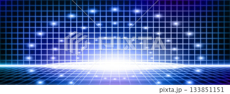 Blue tech grid background with light beam spotsのイラスト素材 [133851151] - PIXTA