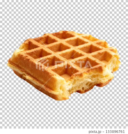 Delicious golden brown waffle with bite taken...のイラスト素材 [133896761] - PIXTA