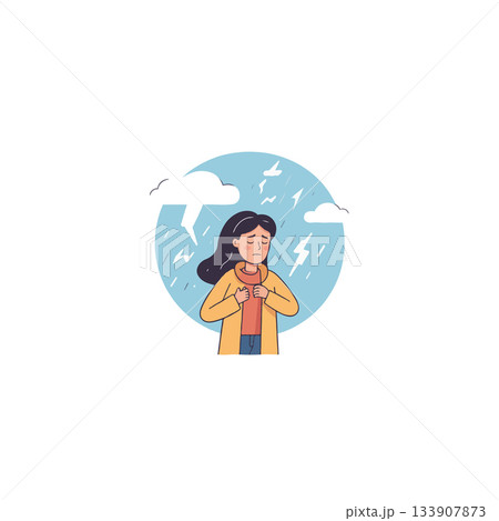 Depressed woman feeling sadness under...のイラスト素材 [133907873] - PIXTA