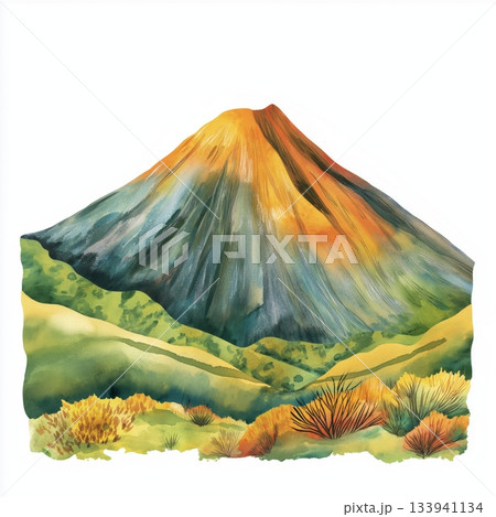 Mount Cameroon. Mount Cameroon hand drawn...のイラスト素材 [133941134] - PIXTA