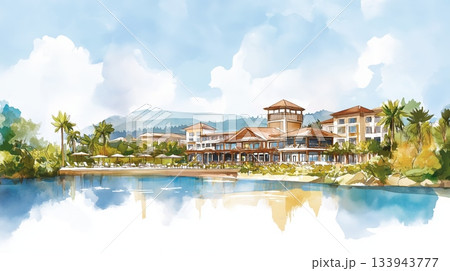 Sun City Resort. Sun City Resort hand drawn...のイラスト素材 [133943777] - PIXTA