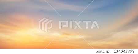 Beautiful sky gradient with soft clouds at sunset.のイラスト素材 [134043778 ...