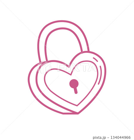 Cute Heart Lock Outline Illustration for...のイラスト素材 [134044966] - PIXTA
