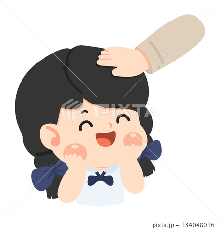 Illustration of Girl Being Pat on Headのイラスト素材 [134048016] - PIXTA