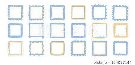 Cute square frames. Cute borders with zig zag...のイラスト素材 [134057144] - PIXTA