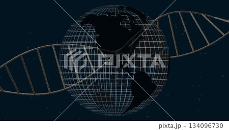 Rotating wireframe globe wrapping around...のイラスト素材 [134096730] - PIXTA