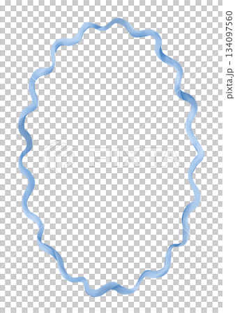 Watercolor wavy oval frame in soft blue tones....のイラスト素材 [134097560 ...