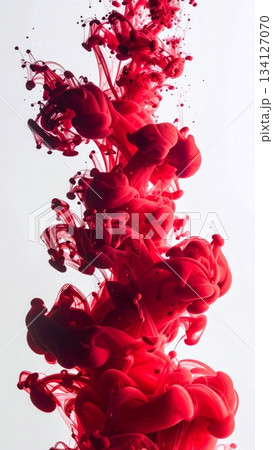 Deep Red Ink Cloud Droplet Suspended Against...のイラスト素材 [134127070] - PIXTA