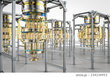 Group of golden quantum computer machine with...のイラスト素材 [134134453] - PIXTA