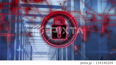Projecting neon lock icon overlay emitting...のイラスト素材 [134140204] - PIXTA
