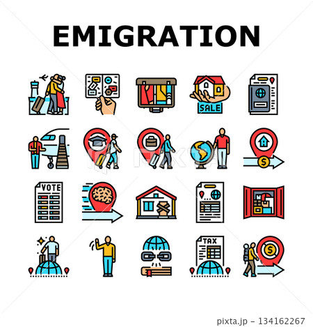 emigration relocation icons set vectorのイラスト素材 [134162267] - PIXTA