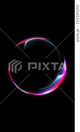 Glowing red neon orb with flowing multicolored...のイラスト素材 [134164202 ...