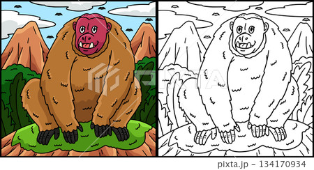 Bald Uakari Monkey Coloring Page Illustration のイラスト素材 [134170934] - PIXTA